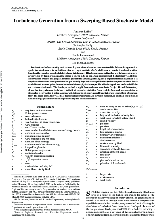(PDF) Turbulence Generation from a Sweeping-Based Stochastic Model