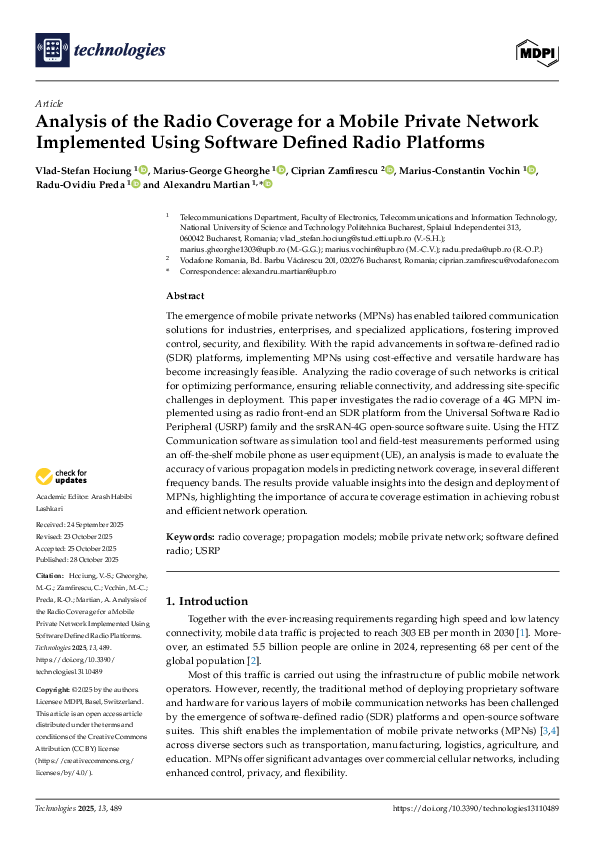 (PDF) Analysis of the Radio Coverage for a Mobile Private Network ...