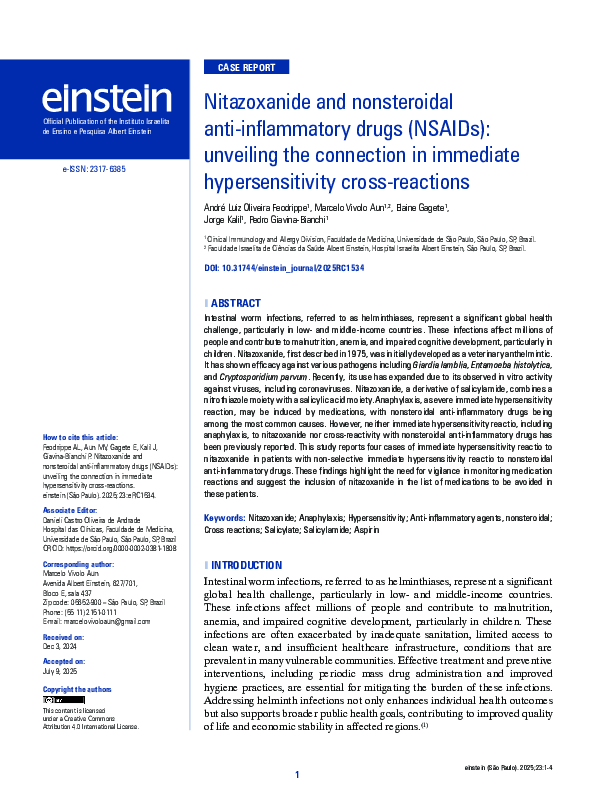 (PDF) Nitazoxanide and nonsteroidal anti-inflammatory drugs (NSAIDs ...