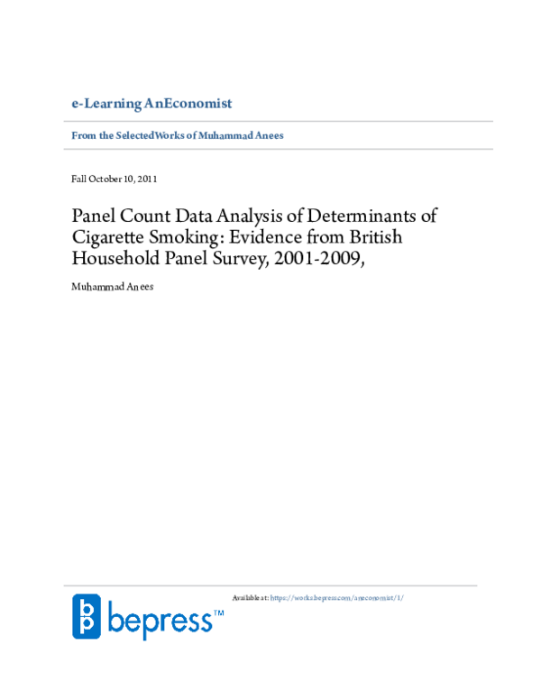 (PDF) Panel Count Data Analysis of Determinants of Cigarette Smoking ...
