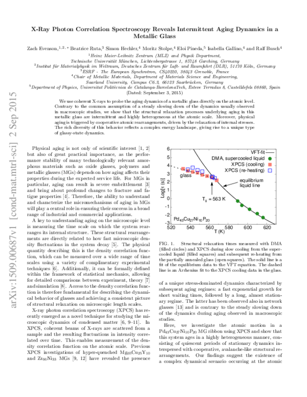 (PDF) X-Ray Photon Correlation Spectroscopy Reveals Intermittent Aging ...