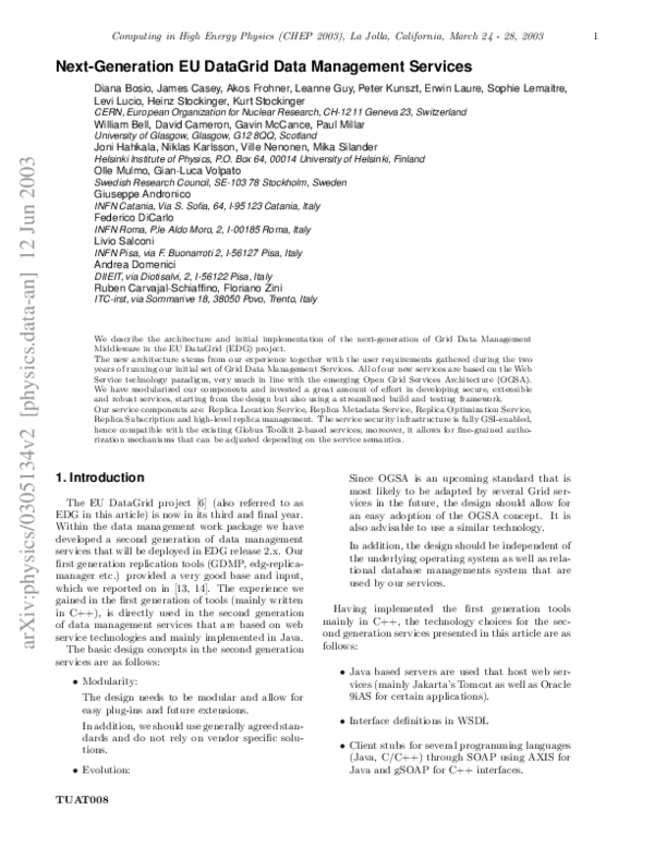 (PDF) Next-Generation EU DataGrid Data Management Services