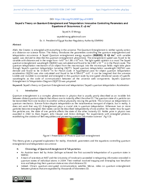 (PDF) Sayed`s Theory on Quantum Entanglement and Teleportation ...