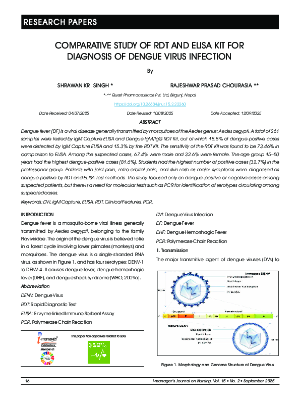 (PDF) COMPARATIVE STUDY OF RDT AND ELISA KIT FOR DIAGNOSIS OF DENGUE ...