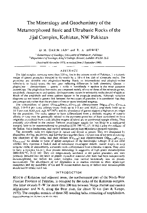 (PDF) The Mineralogy and Geochemistry of the Metamorphosed Basic and ...