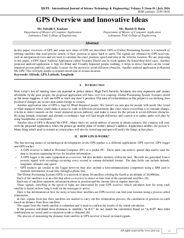 (PDF) GPS Overview and Innovative Ideas