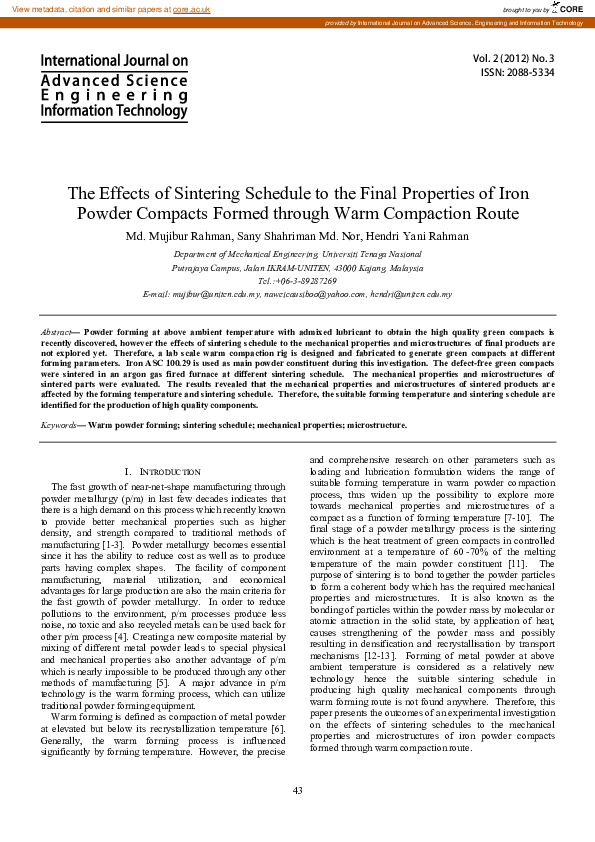 (PDF) The Effects of Sintering Schedule to the Final Properties of Iron ...