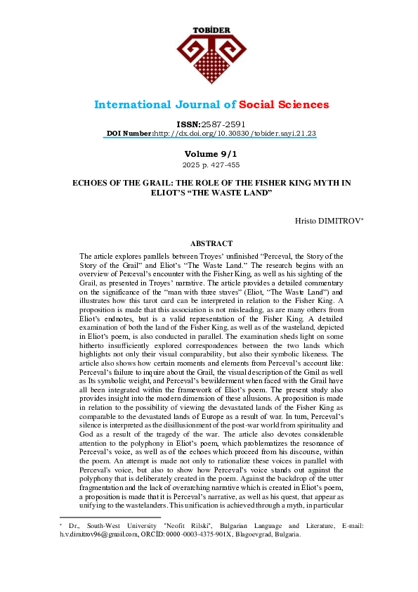 (PDF) Echoes of the Grail: The Role of the Fisher King Myth in Eliot's ...