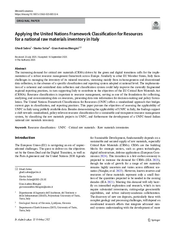 (PDF) Applying the United Nations Framework Classification for ...