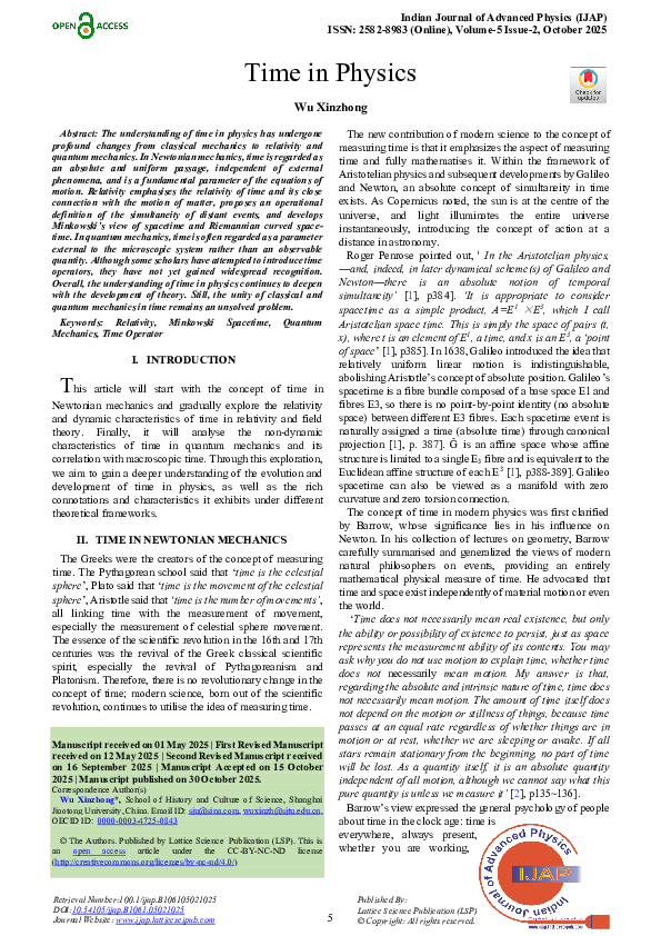(PDF) Time in Physics
