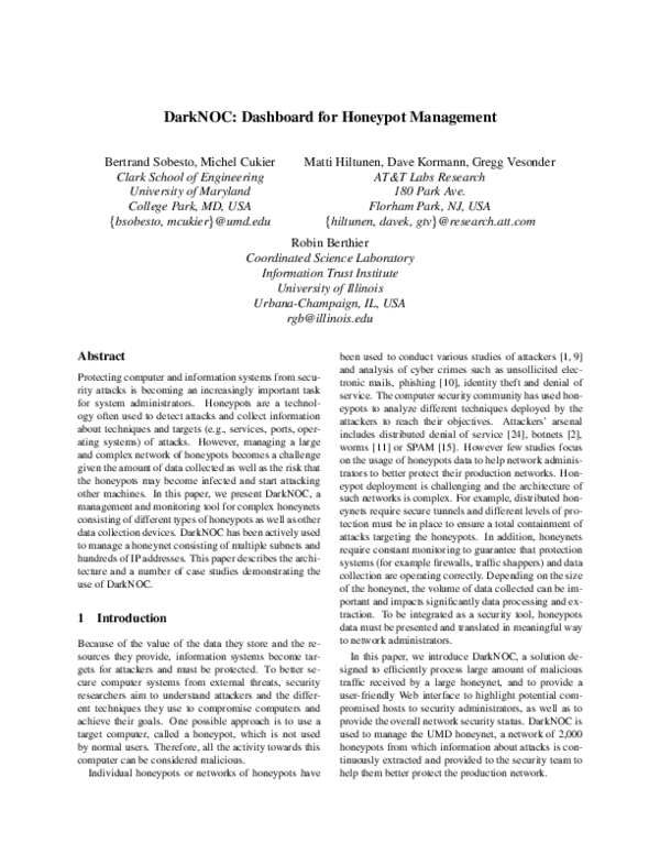 (PDF) DarkNOC: dashboard for honeypot management
