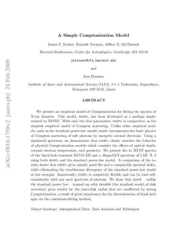 (PDF) A Simple Comptonization Model