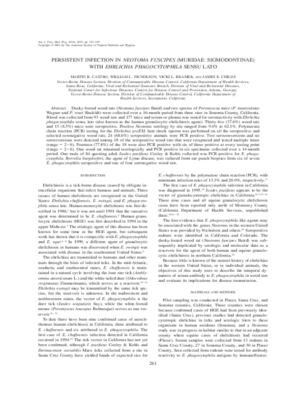 (PDF) Persistent infection in Neotoma fuscipes (Muridae: Sigmodontinae ...
