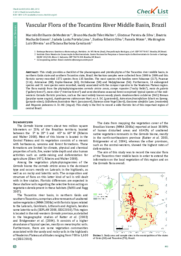 (PDF) Vascular Flora of the Tocantins River Middle Basin, Brazil