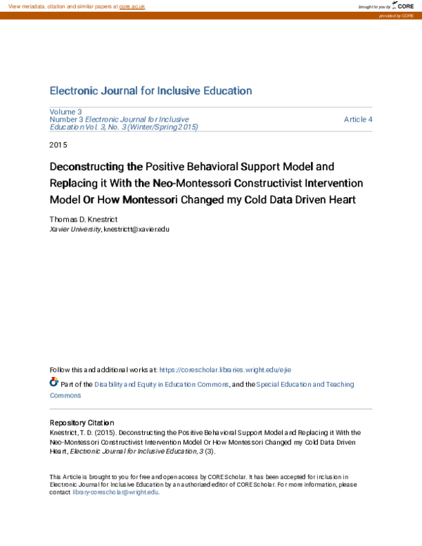 (PDF) Deconstructing the Positive Behavioral Support Model and ...