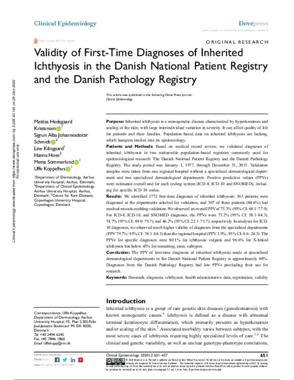 (PDF) Validity of First-Time Diagnoses of Inherited Ichthyosis in the ...