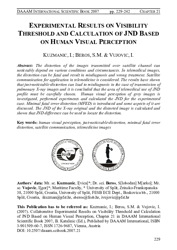 (PDF) Experimental Results on Visibility Threshold and Calculation of ...