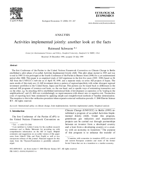 (PDF) Activities implemented jointly: another look at the facts