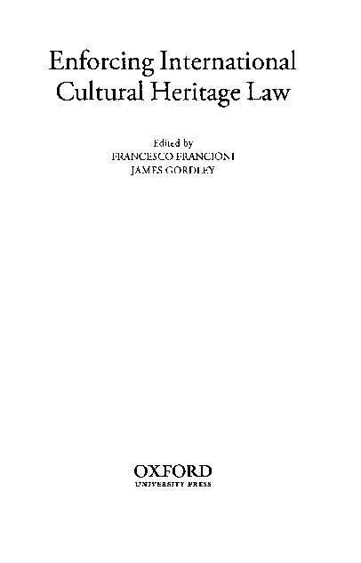 (PDF) Enforcing International Cultural Heritage Law
