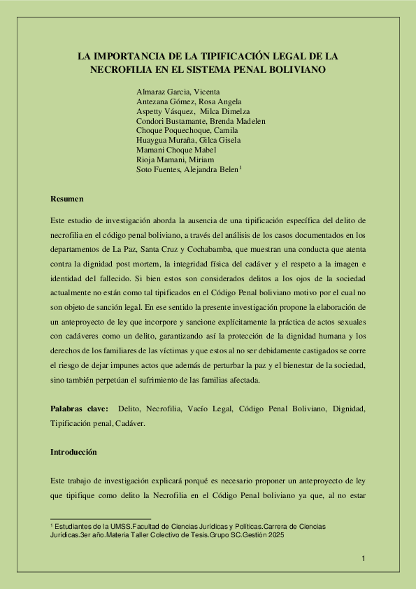 (PDF) LA IMPORTANCIA DE LA TIPIFICACIÓN LEGAL DE LA NECROFILIA EN EL ...