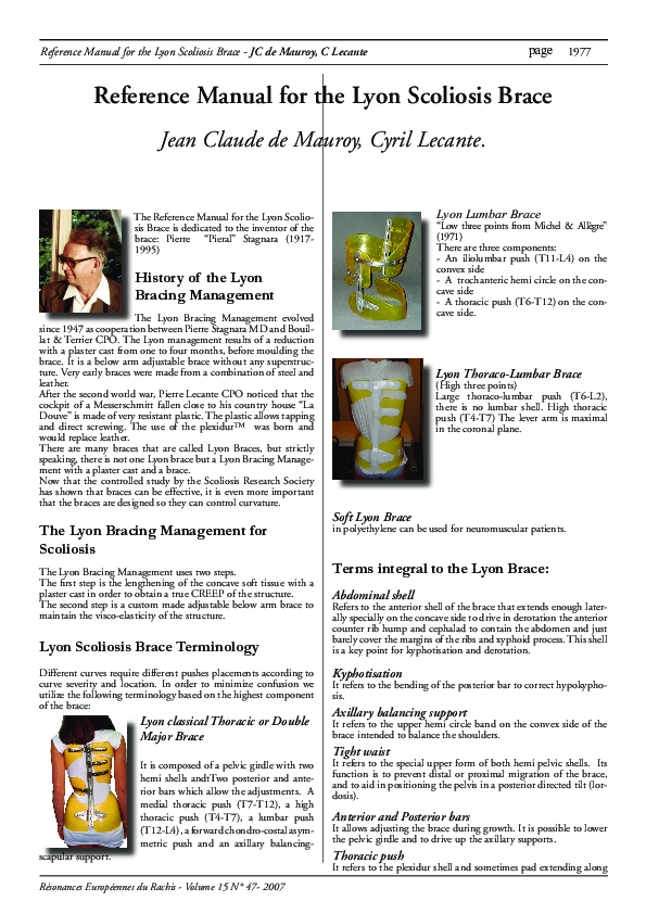(PDF) Manual for the Lyon Scoliosis Brace