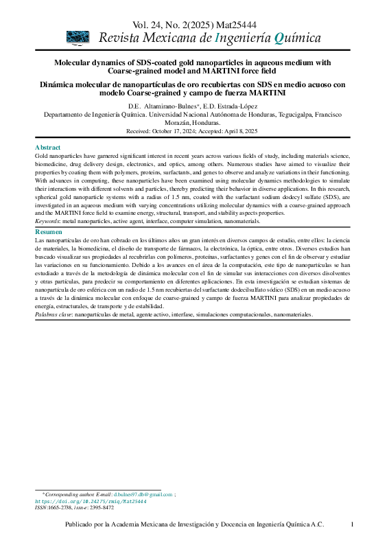 (PDF) Molecular dynamics of SDS-coated gold nanoparticles in aqueous ...