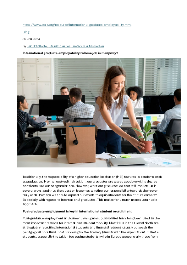 (PDF) International graduate employability: whose job is it anyway?