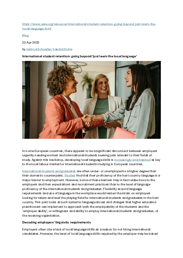 (PDF) International student retention: going beyond 'just learn the ...
