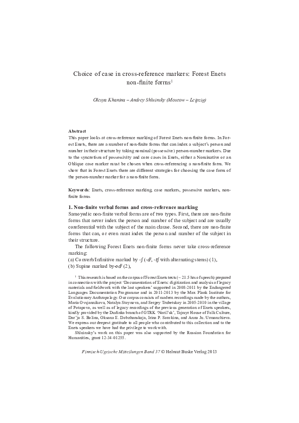 (PDF) Choice of case in cross-reference markers: Forest Enets non ...