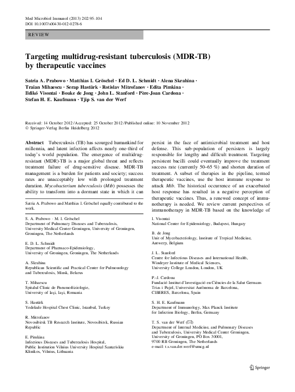 (PDF) Targeting multidrug-resistant tuberculosis (MDR-TB) by ...