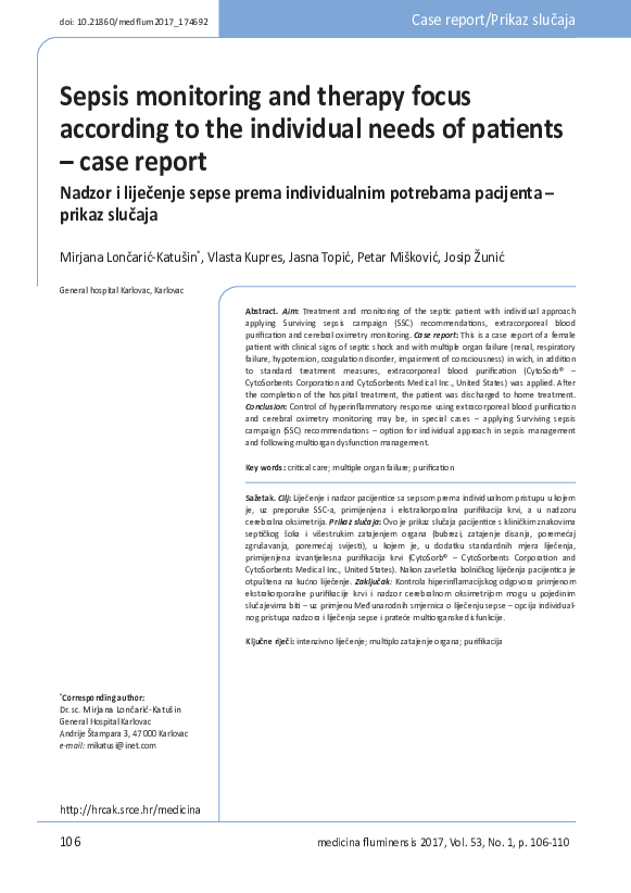 (PDF) Sepsis monitoring and therapy focus according to the individual ...