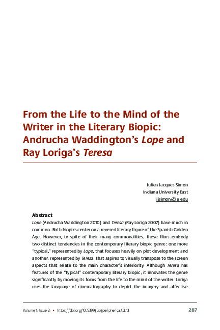 (PDF) From the Life to the Mind of the Writer in the Literary Biopic ...