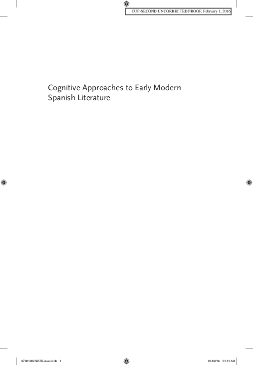 (PDF) Cognitive Approaches to Early Modern Spanish Literature