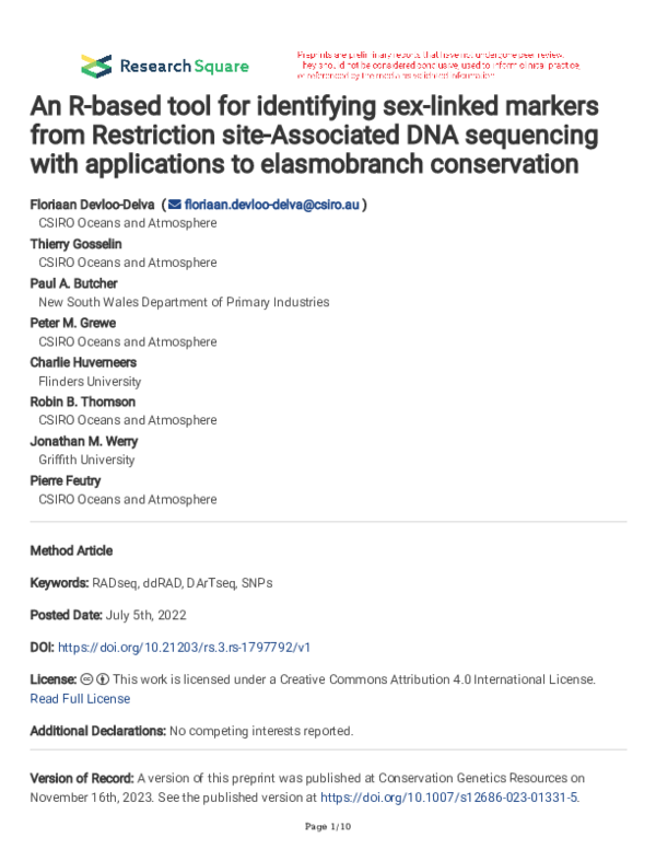 (PDF) An R-based tool for identifying sex-linked markers from ...
