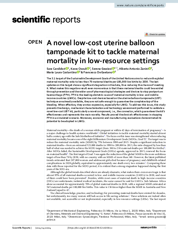 (PDF) A novel low-cost uterine balloon tamponade kit to tackle maternal ...