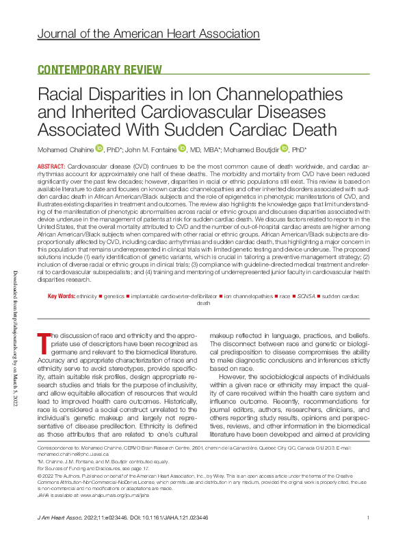 (PDF) Racial Disparities in Ion Channelopathies and Inherited ...