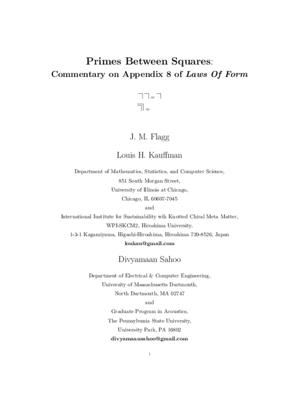 (PDF) Primes Between Squares: Commentary on Appendix 8 of Laws Of Form
