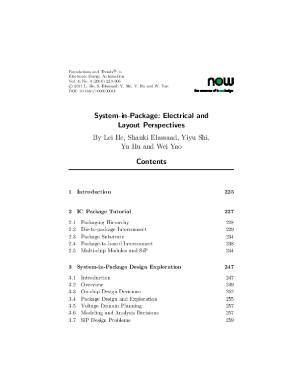 (PDF) System-in-Package: Electrical and Layout Perspectives
