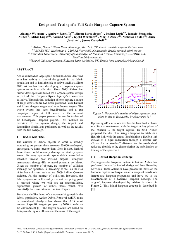 (PDF) Design and Testing of a Full Scale Harpoon Capture System