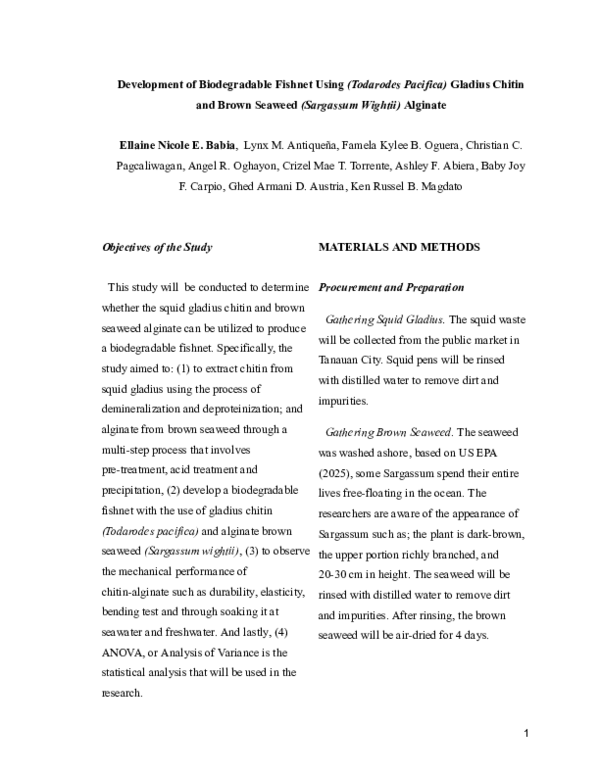 (PDF) Development of Biodegradable Fishnet Using (Todarodes Pacifica ...