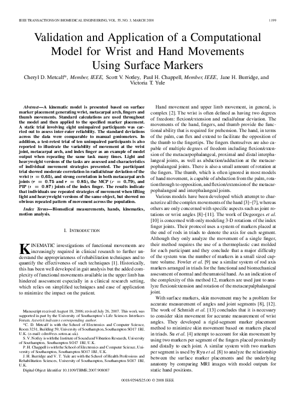 (PDF) Validation and Application of a Computational Model for Wrist and ...