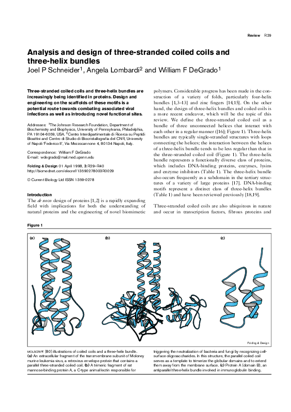 (PDF) Analysis and design of three-stranded coiled coils and three ...