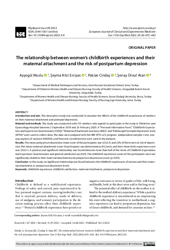 (PDF) The relationship between women’s childbirth experiences and their ...