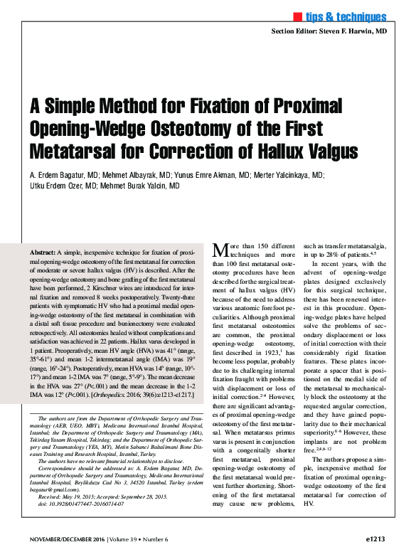 (PDF) A Simple Method for Fixation of Proximal Opening-Wedge Osteotomy ...