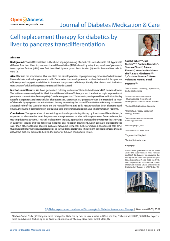 (PDF) Cell replacement therapy for diabetics by liver to pancreas ...