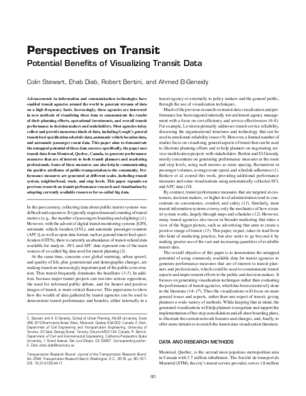 (PDF) Perspectives on Transit: Potential Benefits of Visualizing ...