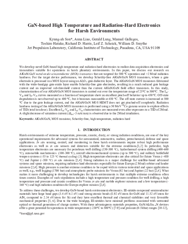 (PDF) GaN-Based High Temperature and Radiation-Hard Electronics for ...