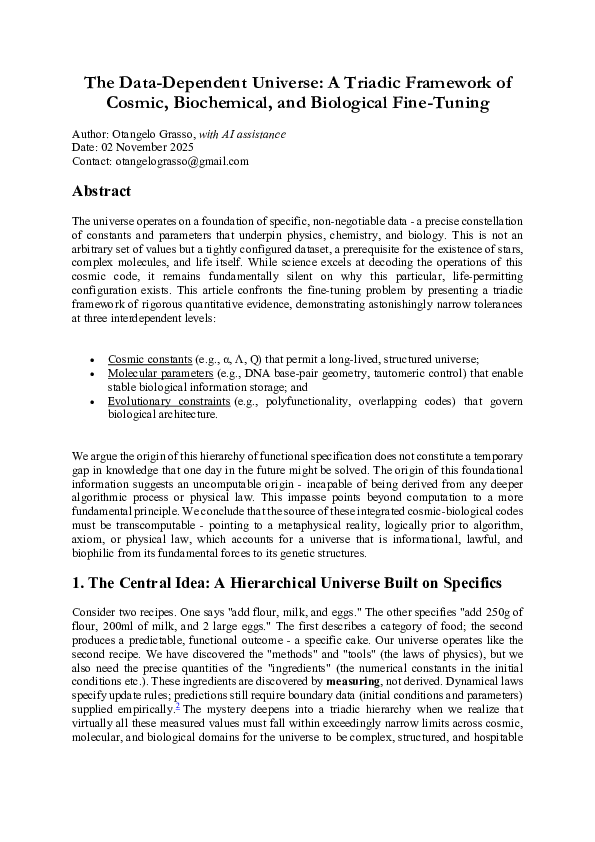 (PDF) The Data-Dependent Universe: A Triadic Framework of Cosmic ...