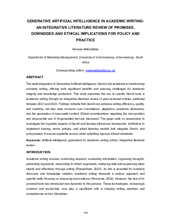 (PDF) Generative artificial intelligence in academic writing: an ...