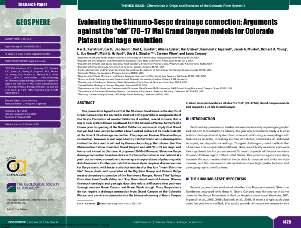 (PDF) Evaluating the Shinumo-Sespe drainage connection: Arguments ...
